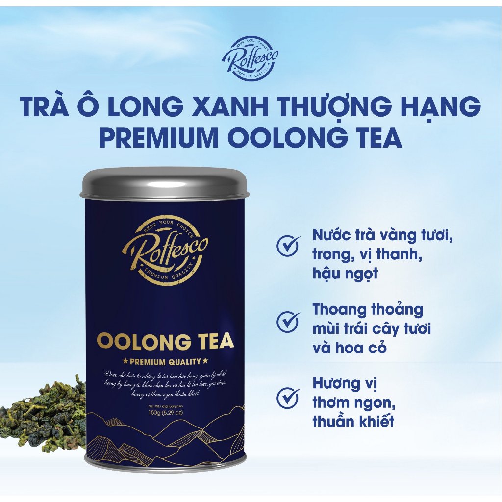 Trà Ô Long Xanh ROFFESCO PREMIUM OOLONG TEA Mùi Thơm Thư Giãn Thượng Hạng Nguyên Chất 150G ...