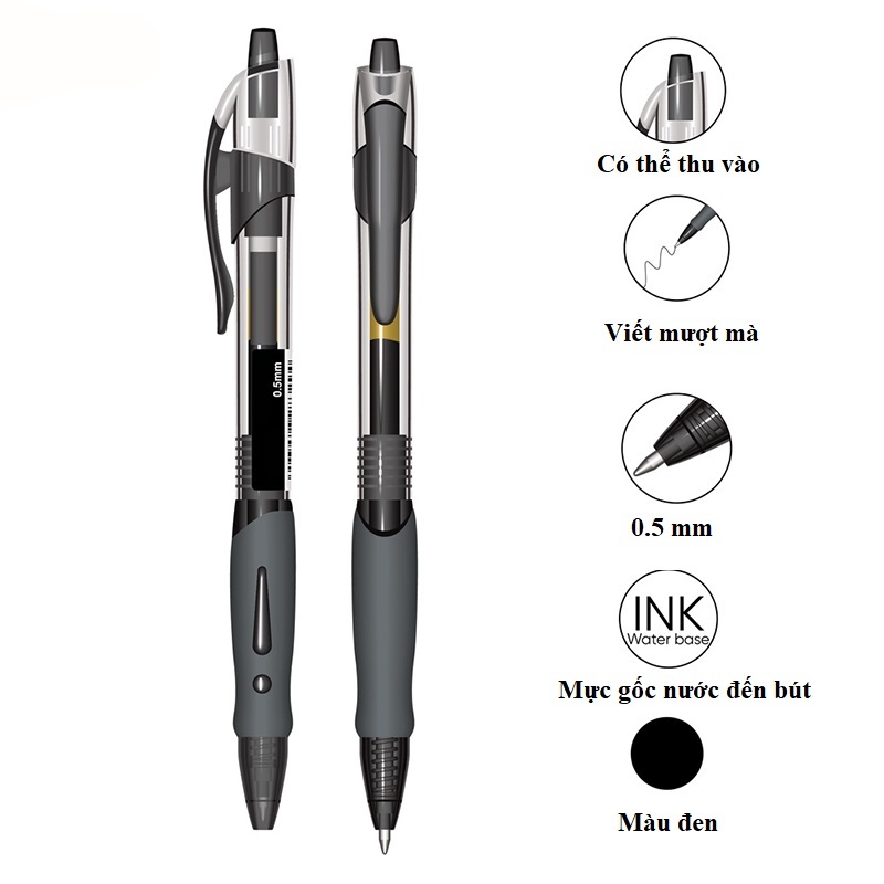 Bút mực gel Eden VN ngòi 0.5mm có thể thu gọn, Bút bi nước 4 màu - bút ...