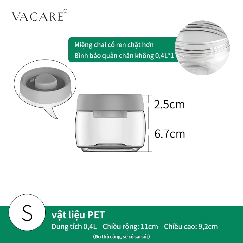 VACARE Hộp nhựa đựng thực phẩm Cafe Ngũ Cốc Nhấn chân không Chống côn ...