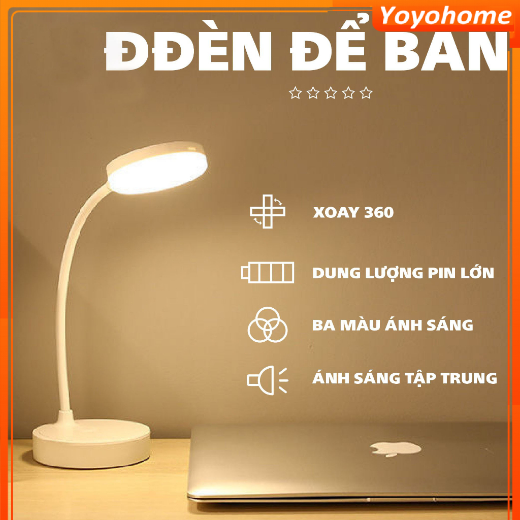 Đèn Học Để Bàn Tích Điện Chống Cận 3 Chế Độ Sáng Cảm Ứng Thông Minh Đèn Led Akio Ánh Sáng Để Bàn ...