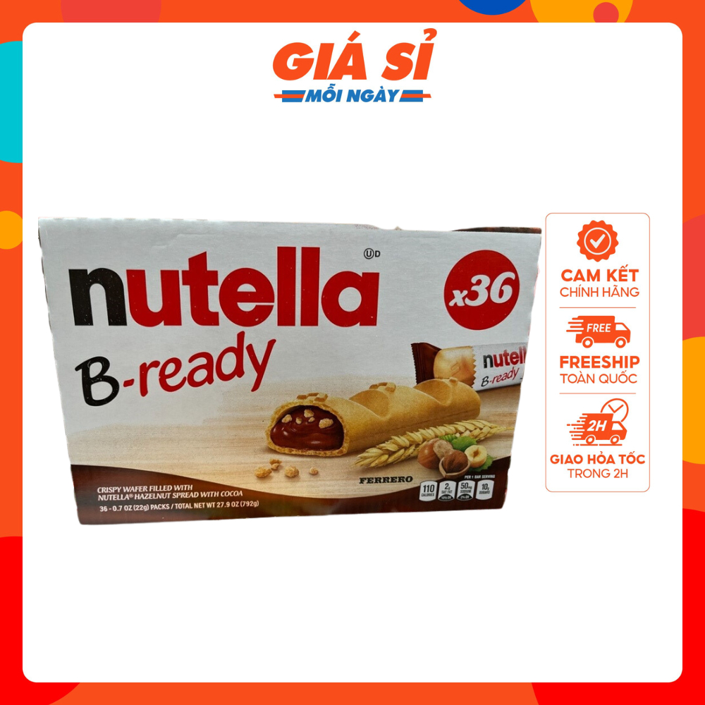 Hộp 36 Thanh Bánh Xốp Socola Hạt Dẻ Nutella B-Ready Crispy Wafers (22g) 03/2024 (Hộp) | Shopee ...