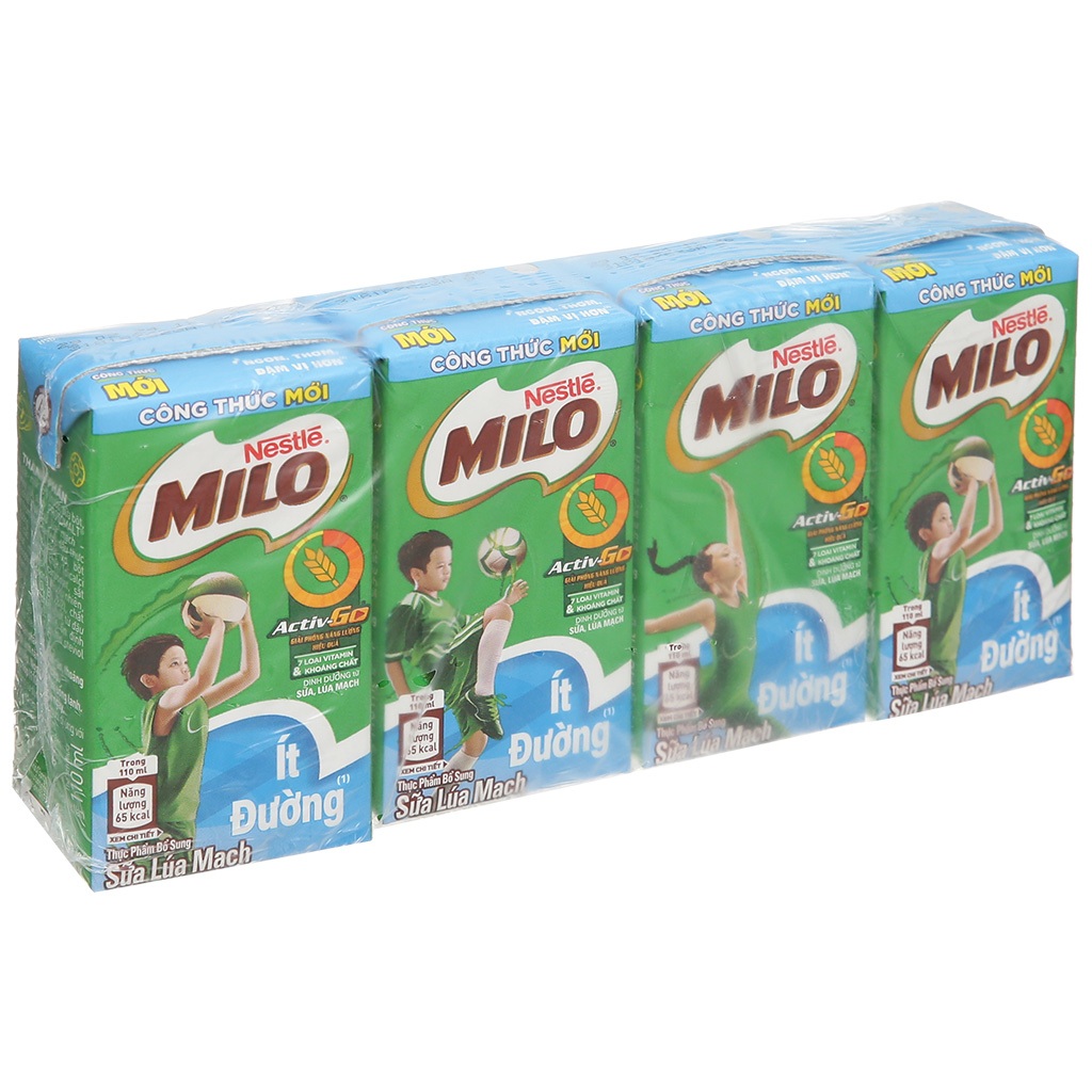 [Hàng khuyến mãi] Lốc 4 Hộp Thức Uống Lúa Mạch Uống Liền Nestlé MILO Ít ...