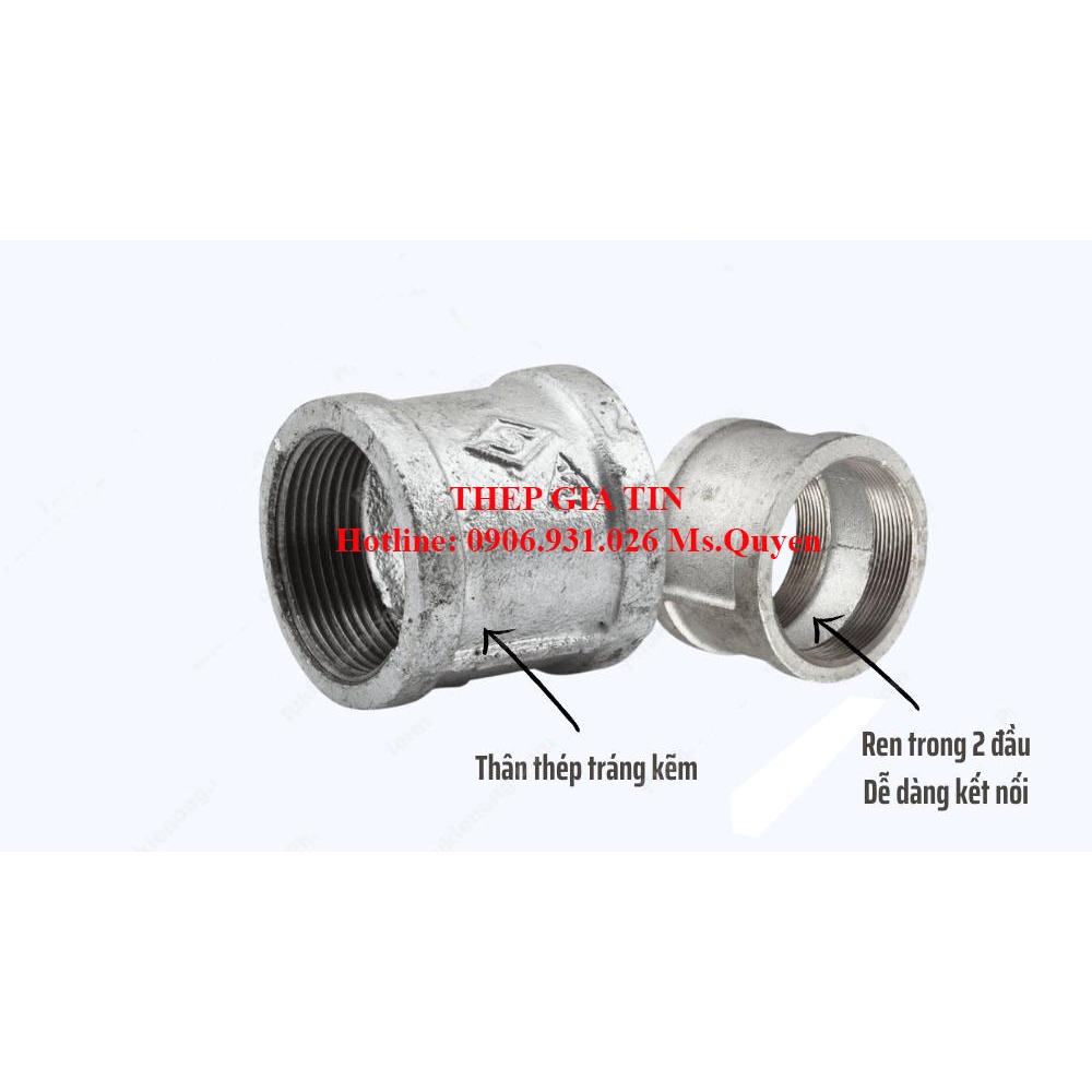 Nối 2 đầu ren trong mạ kẽm DN15 - DN40 | Shopee Việt Nam