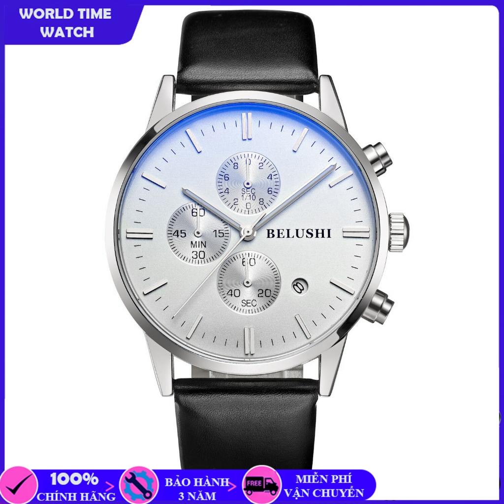 Đồng hồ nam BELUSHI BL523 dây da cao cấp , full box, thẻ bảo hành 3 năm toàn quốc, kính sapphire ...