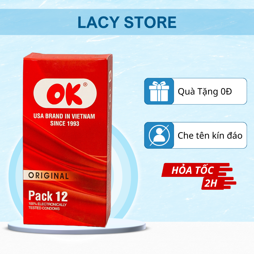 Bao cao su OK rocmen siêu mỏng kéo dài thời gian quan hệ hộp 12 chiếc ...