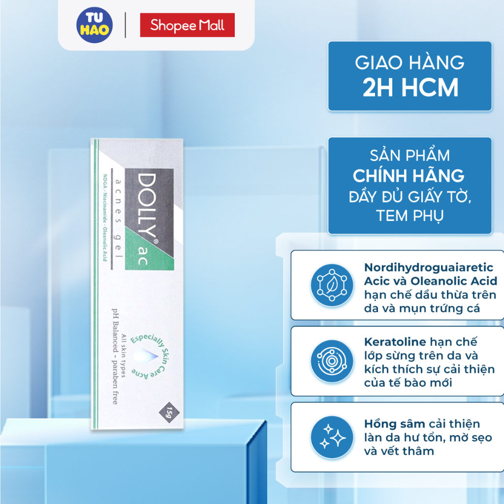 Gel giảm thâm, mụn Gamma Dolly Acnes Gel 15g - Từ Hảo | Shopee Việt Nam
