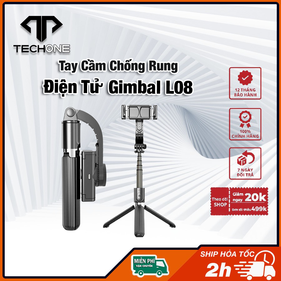 Tay Cầm Chống Rung Điện Tử Gimbal L08 Có Bluetooth -Có Chân Đỡ Tự Đứng - Kéo Dài Tới 86cm ...