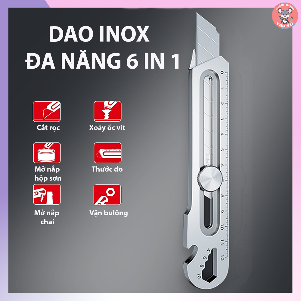 Dao rọc inox 6CR13 đa năng 18mm, dao rọc giấy inox 6CR13, dao rọc giấy thép không rỉ | Shopee ...