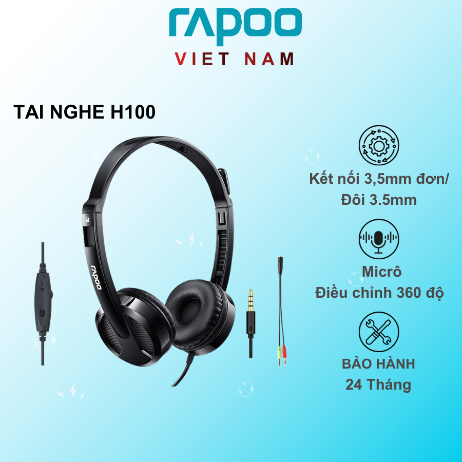 Tai nghe Rapoo H100 có míc nhỏ gọn (Jack 3.5 laptop và jack av cho Pc ...