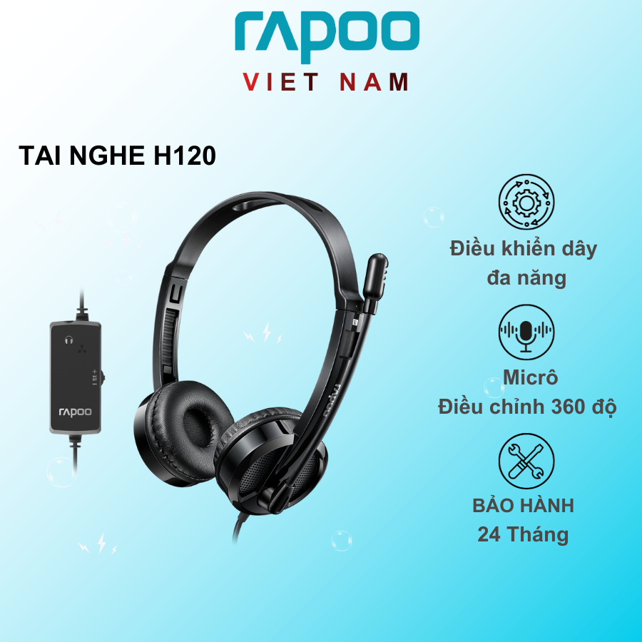 Tai Nghe Rapoo H120 có mic - điều khiển dây đa năng | Shopee Việt Nam