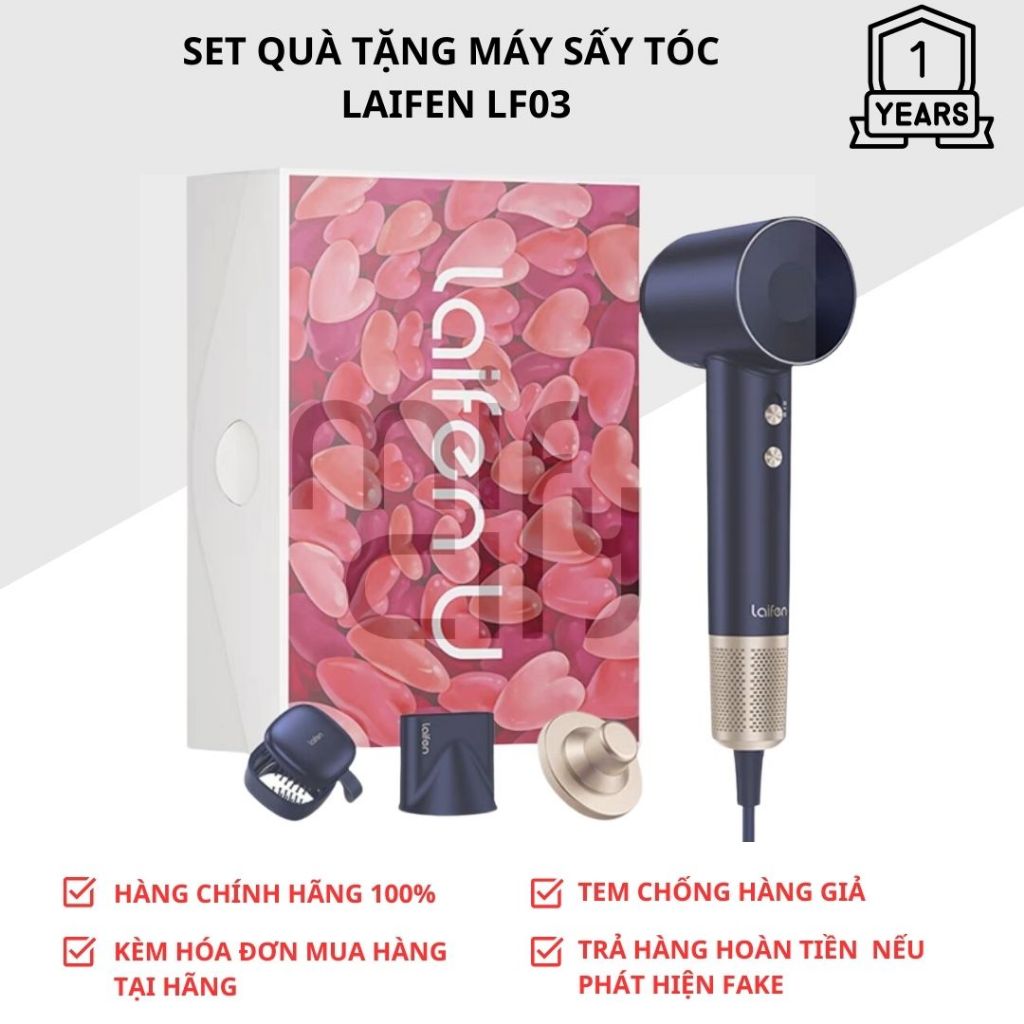 [CÓ SẴN] Hộp quà tặng máy sấy tóc Laifen LF03 màu trắng - xanh, sấy ion, kiểm soát nhiệt an toàn ...