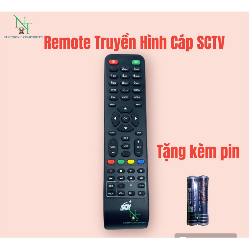 Điều khiển Remote truyền hình cáp SCTV . Đồ bấm SCTV . Tặng kèm pin sử ...