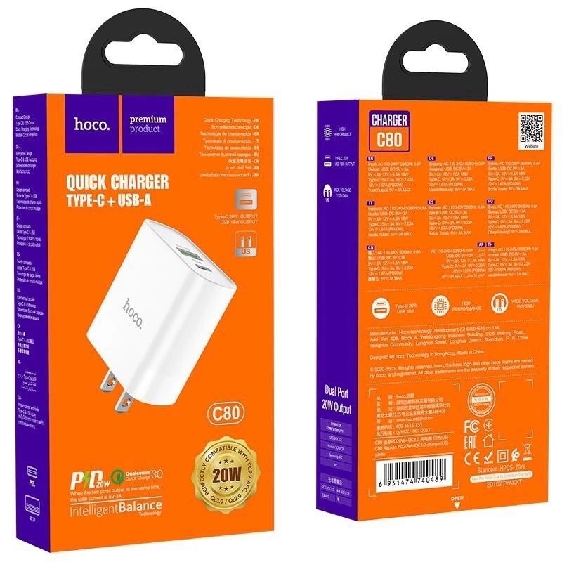 CỦ SẠC HOCO 2 CỔNG RA USB VÀ TYPE C | Shopee Việt Nam