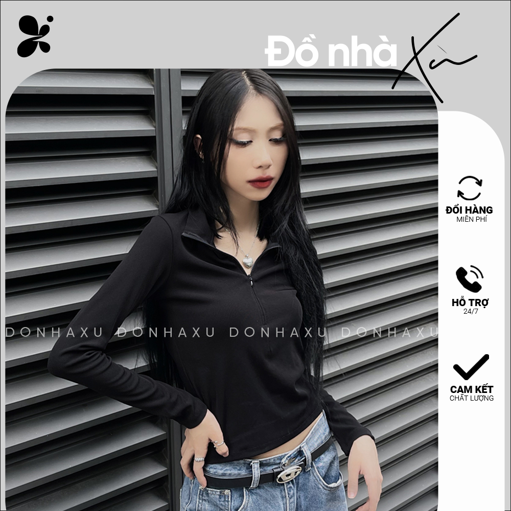 Áo thun Đồ nhà Xù phối khóa ẩn tinh tế. Vải thun lanh cao cấp không bai, không xù, giữ form cực ...