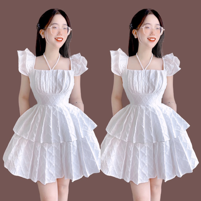 D288 ĐẦM XỐP XOÈ CÁNH TIÊN DẬP LY 2 TẦNG | Shopee Việt Nam