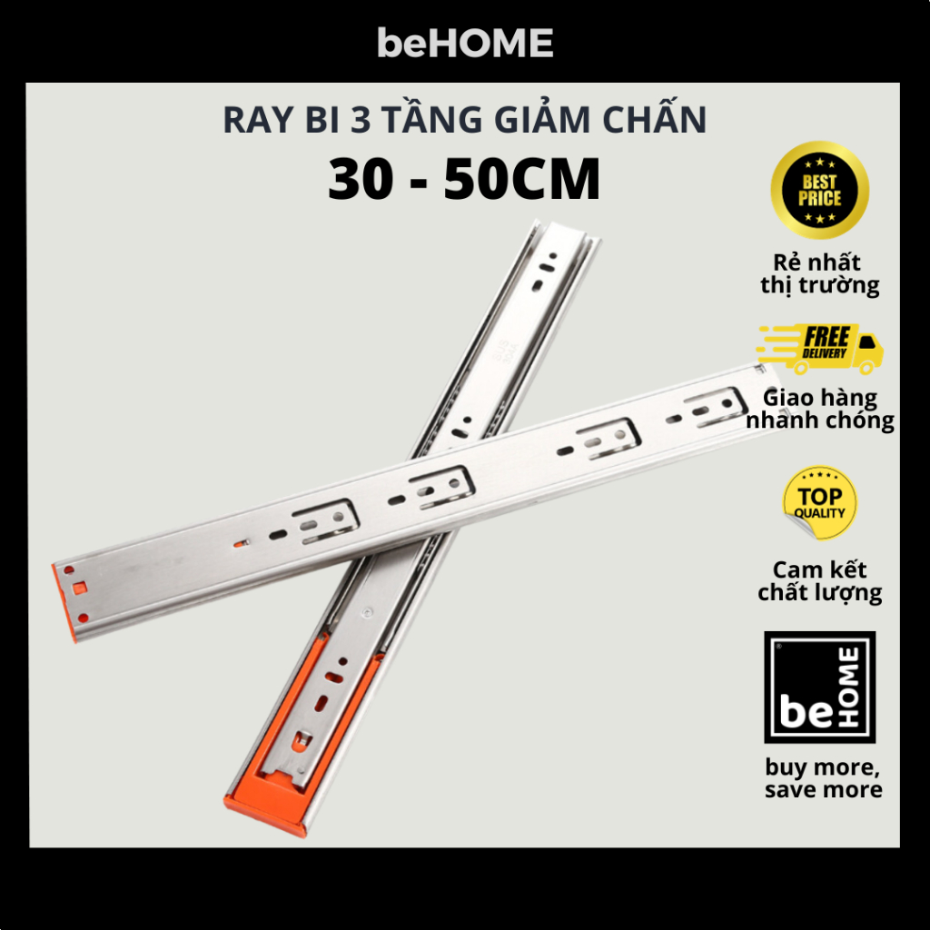 RAY BI 3 TẦNG GIẢM CHẤN ZUB - BỘ 2 THANH TRƯỢT HỘC TỦ CÓ GIẢM CHẤN (ray ...