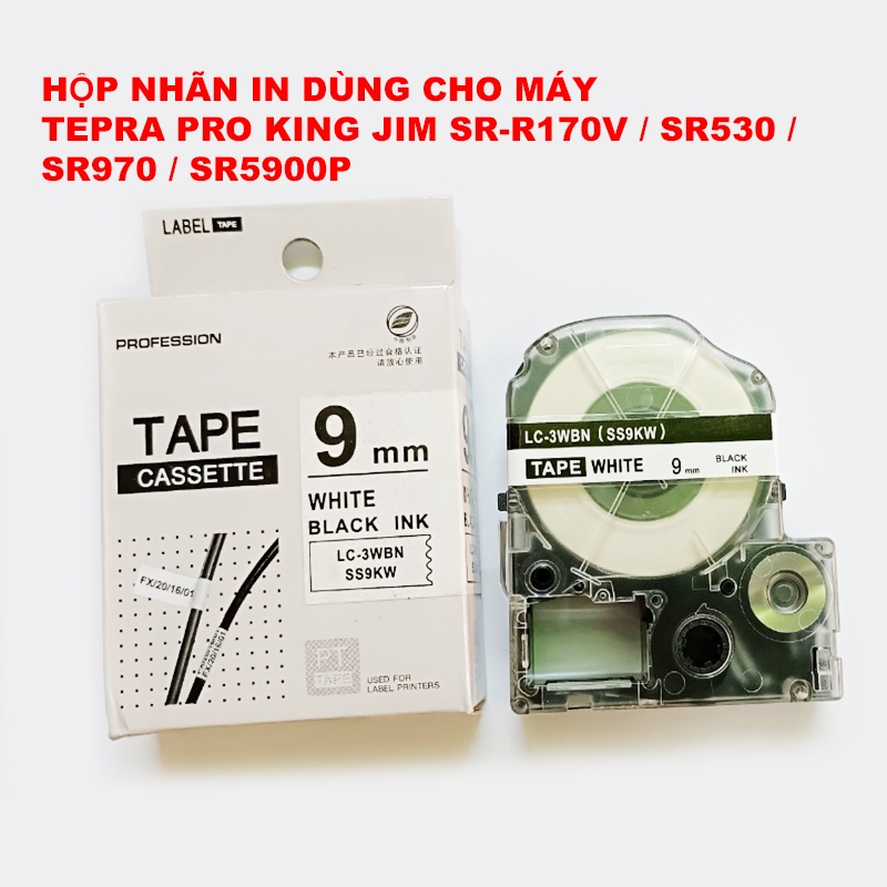 Hộp nhãn in 9mm dùng cho máy in nhãn TEPRA PRO KING JIM SR-R170V / SR530 / SR970 / SR5900P ...