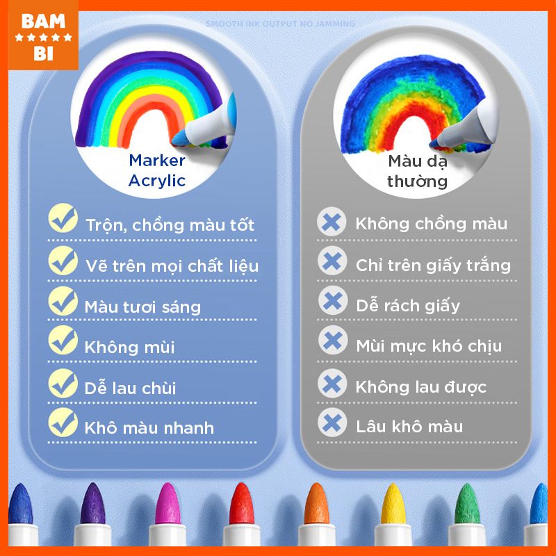Bút màu Acrylic Marker, bút lông màu, bút dạ chống nước kèm hộp nhựa ...