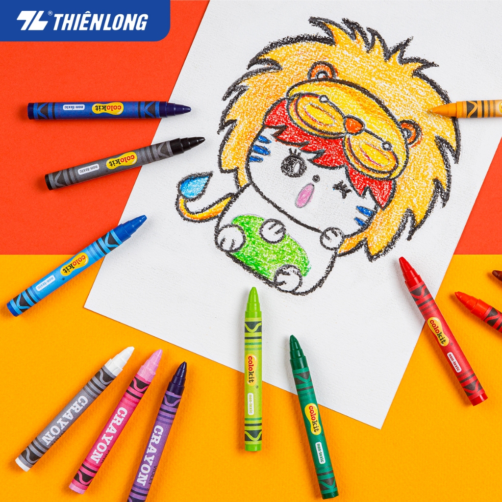 Bút sáp màu Thiên Long Colokit 12 màu cho trẻ em tô màu, vẽ tranh CR-C016 | Shopee Việt Nam