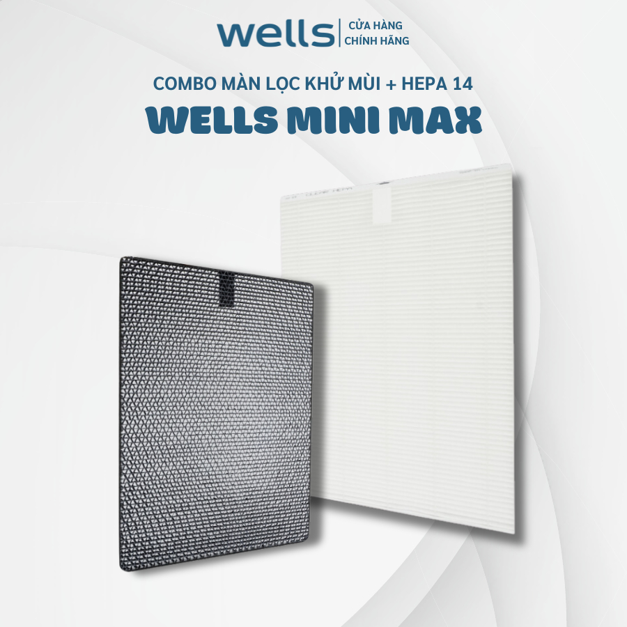 Combo màn lọc Khử mùi+Hepa 14-Thay thế cho máy lọc không khí Wells Mini ...