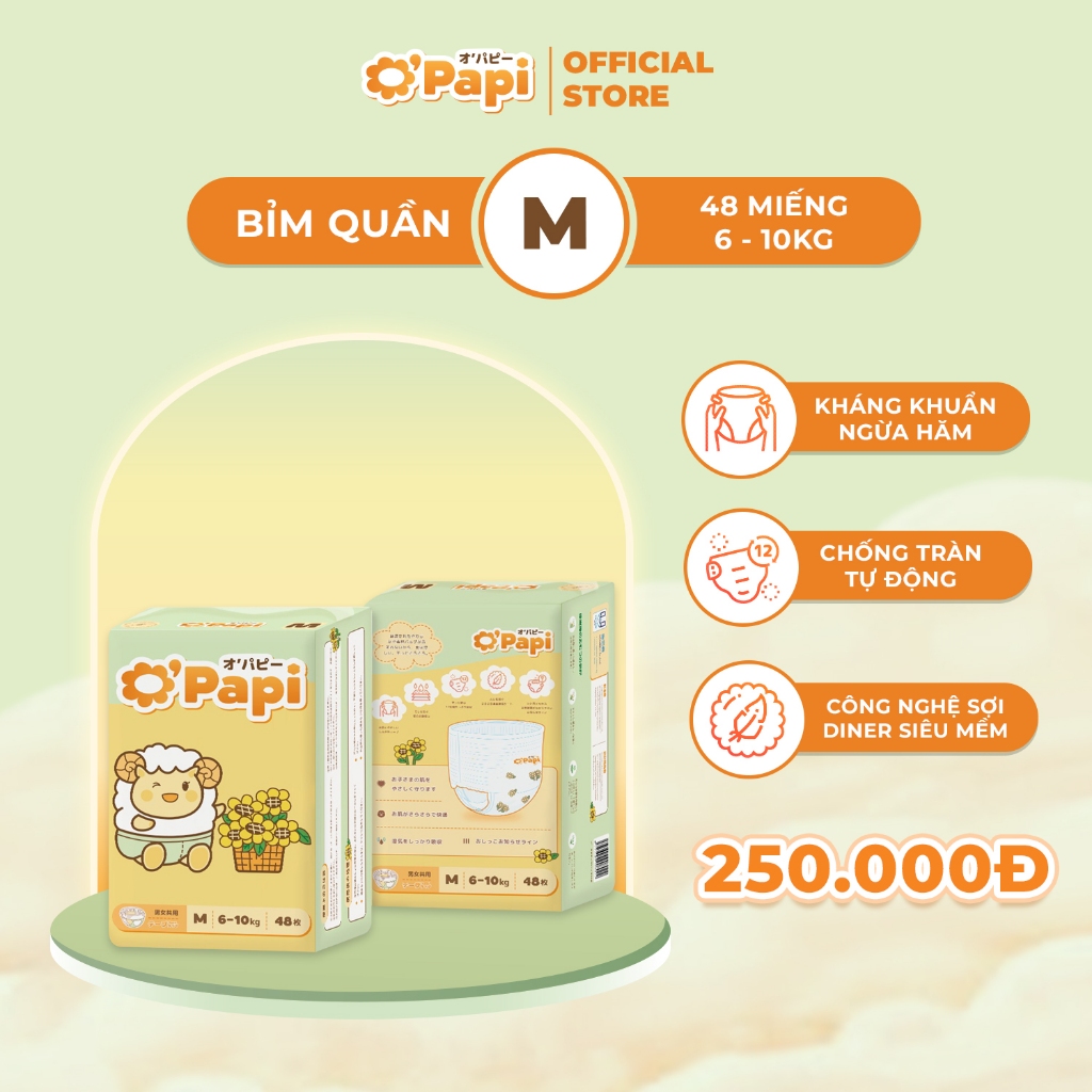 Tã/bỉm O'Papi quần size M 48 miếng Nhật Bản Chính Hãng | Shopee Việt Nam