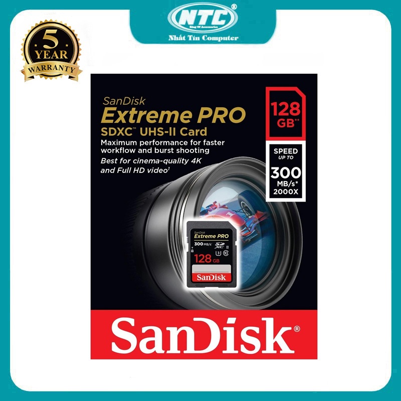 Thẻ nhớ Máy Ảnh SDXC Sandisk Extreme Pro UHSII U3 2000x 128GB 300MB/s (Đen) | Shopee Việt Nam