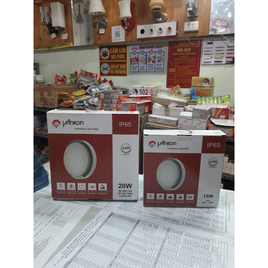Đèn led chống ẩm IP65 hình tròn Yankon, lắp tường, trần 15w, 20w ...