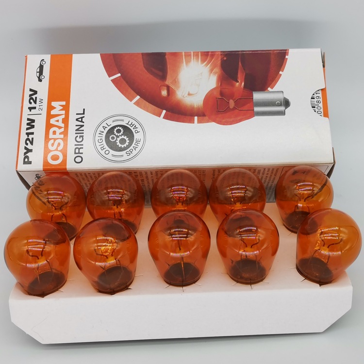 Bóng đèn xi nhan chân cài màu vàng Osram PY21W 12V / Excelite Hàn Quốc PY21W 24V (Hộp 10 bóng ...
