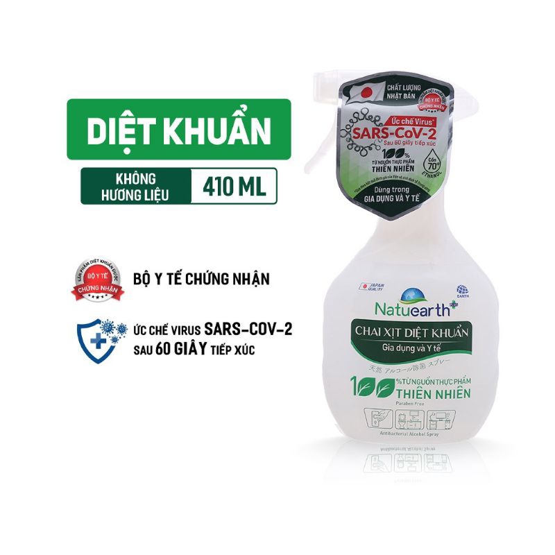 Xịt Khuẩn Natuearth rửa tay khô, ức chế CoVit 410ml. | Shopee Việt Nam