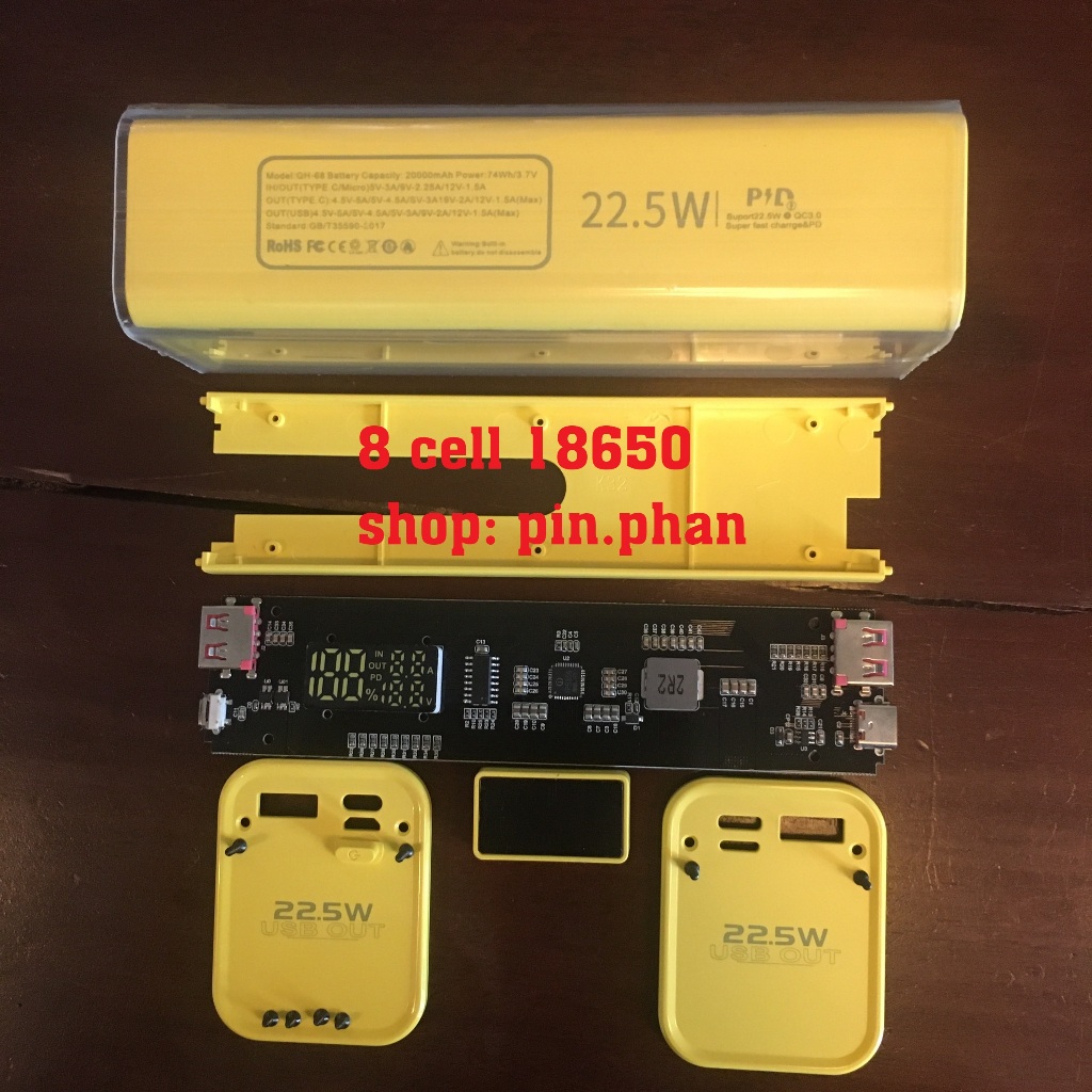 Box sạc dự phòng 8 cell pin 18650, sạc nhanh 22.5W | Shopee Việt Nam