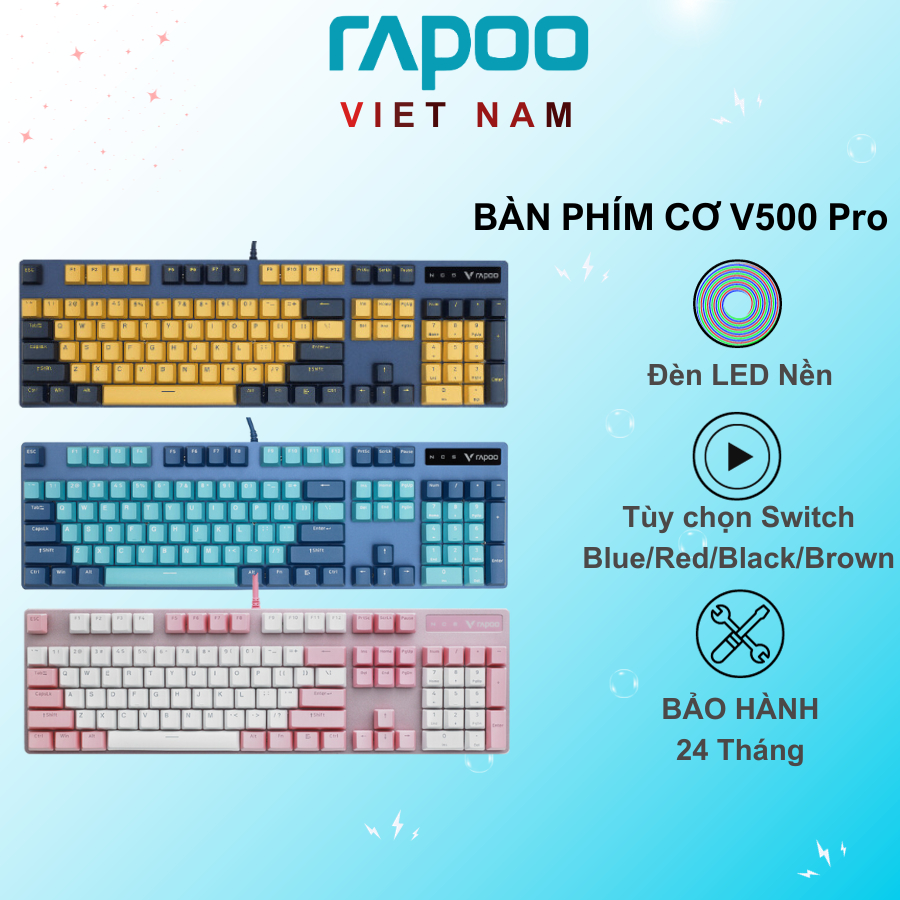 Bàn Phím Cơ Rapoo V500 Pro Yellow Blue (Switch Rapoo) | Shopee Việt Nam