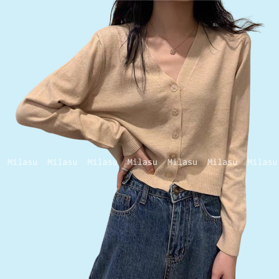 Áo Khoác Cardigan Len Mỏng Cổ Tim Dài Tay Nhiều Màu MILASU 125 | Shopee ...