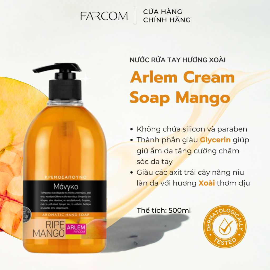 Gel rửa tay hương xoài Farcom Arlem liquid hand soap Mango 500ml ...