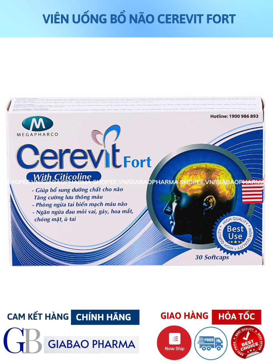 Viên uống bổ não Cerevit Fort hoạt huyết dưỡng não, tăng cường tuần ...