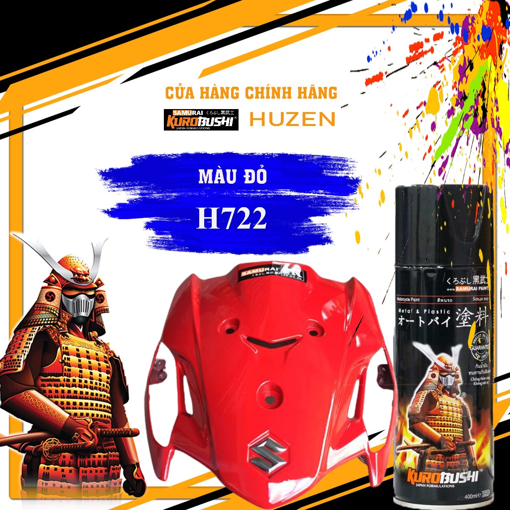 Sơn Samurai H722 màu Đỏ - Huzen Việt Nam | Shopee Việt Nam