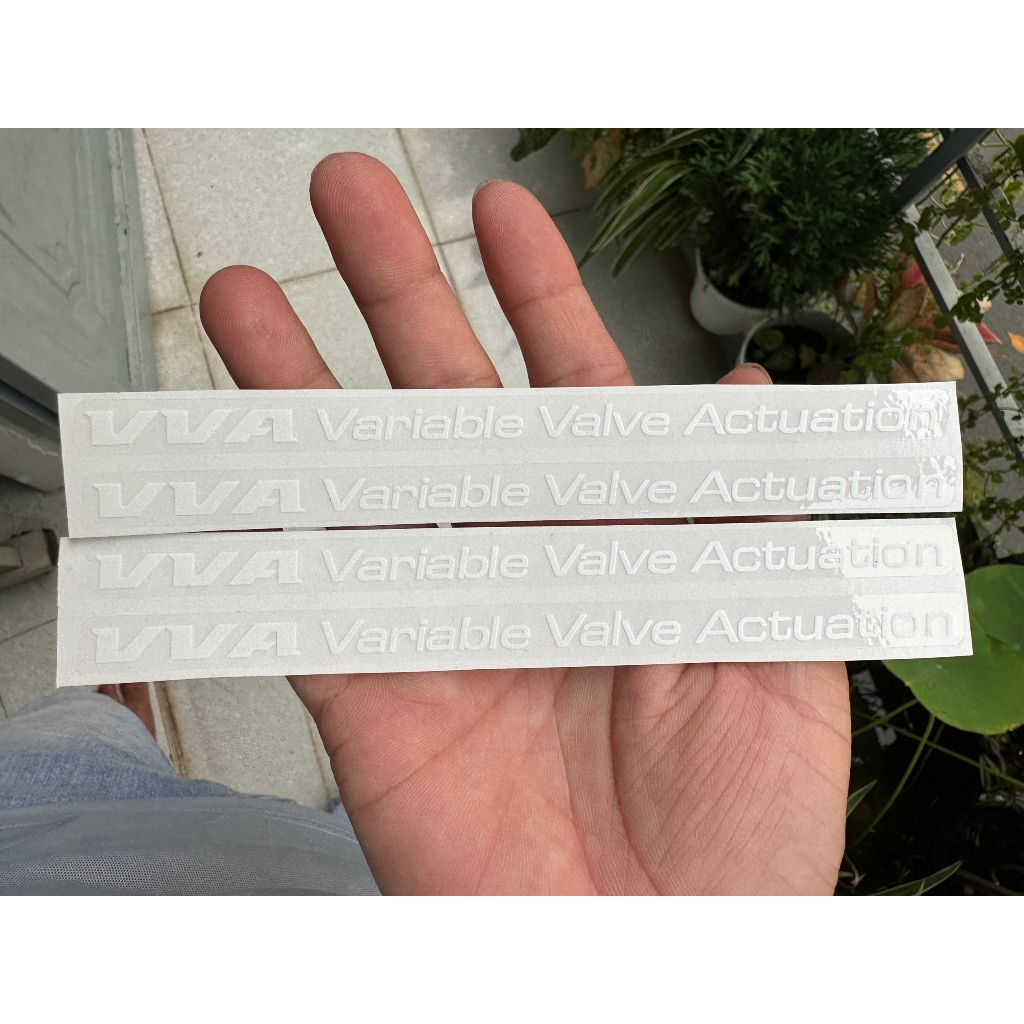 Cặp Tem VVA Variable Valve Actuation chữ trắng nền trong suốt. Decal ...