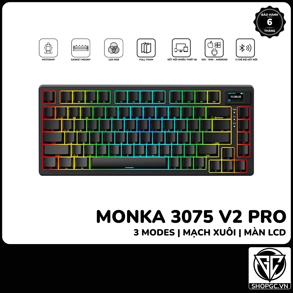 Monka 3075 V2 Pro | Bàn phím cơ Monka 3075 V2 Pro Mạch Xuôi - Led RGB ...