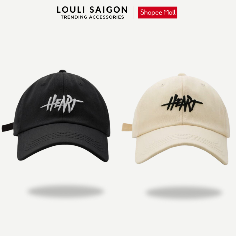 Mũ lưỡi trai nam nữ LOULI SAIGON thêu chữ HEART form mềm thời trang ...
