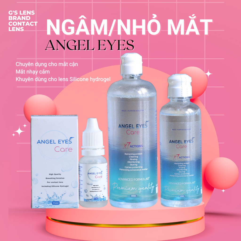 Nước ngâm lens Angel Eyes Care 150ml và 360ml cao cấp dành cho mắt nhạy ...