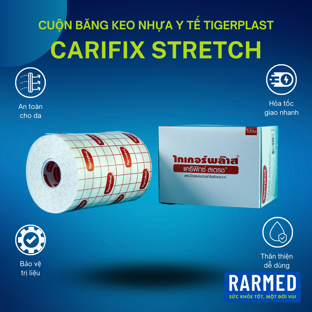 Cuộn băng keo y tế co giãn Tigerplast Carifix Stretch dán bông gạc ...