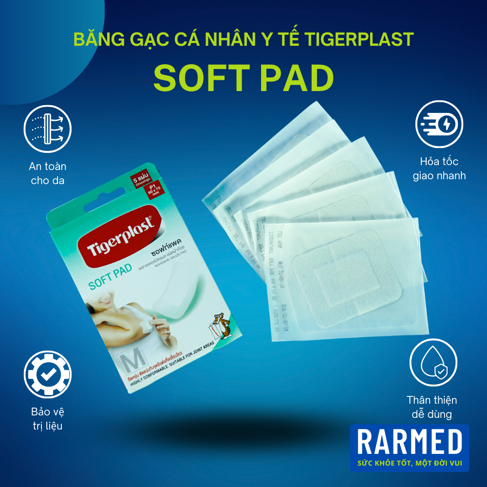 Băng gạc tiệt trùng vết thương co giãn Tigerplast SoftPad siêu dính - Nhiều cỡ | Shopee Việt Nam