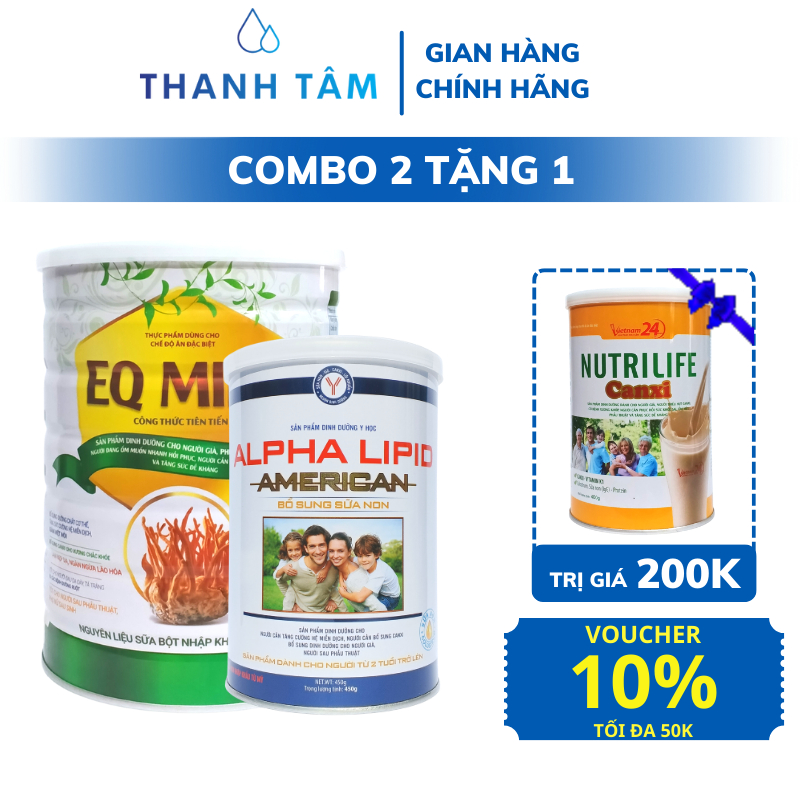 [Mua 2 tặng 1] Sữa Alpha Lipid American 450g và Sữa nghệ EQ milk 900g ...