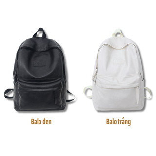 Balo da nữ đi học GENBAG balo da pu nam nữ ulzzang chống thấm nước basic trơn đựng laptop 15,6 ...