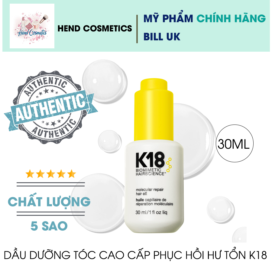 Dầu dưỡng tóc phục hồi hư tổn giúp tóc bóng mượt K18 Biomimetic Hairscience Molecular Repair ...