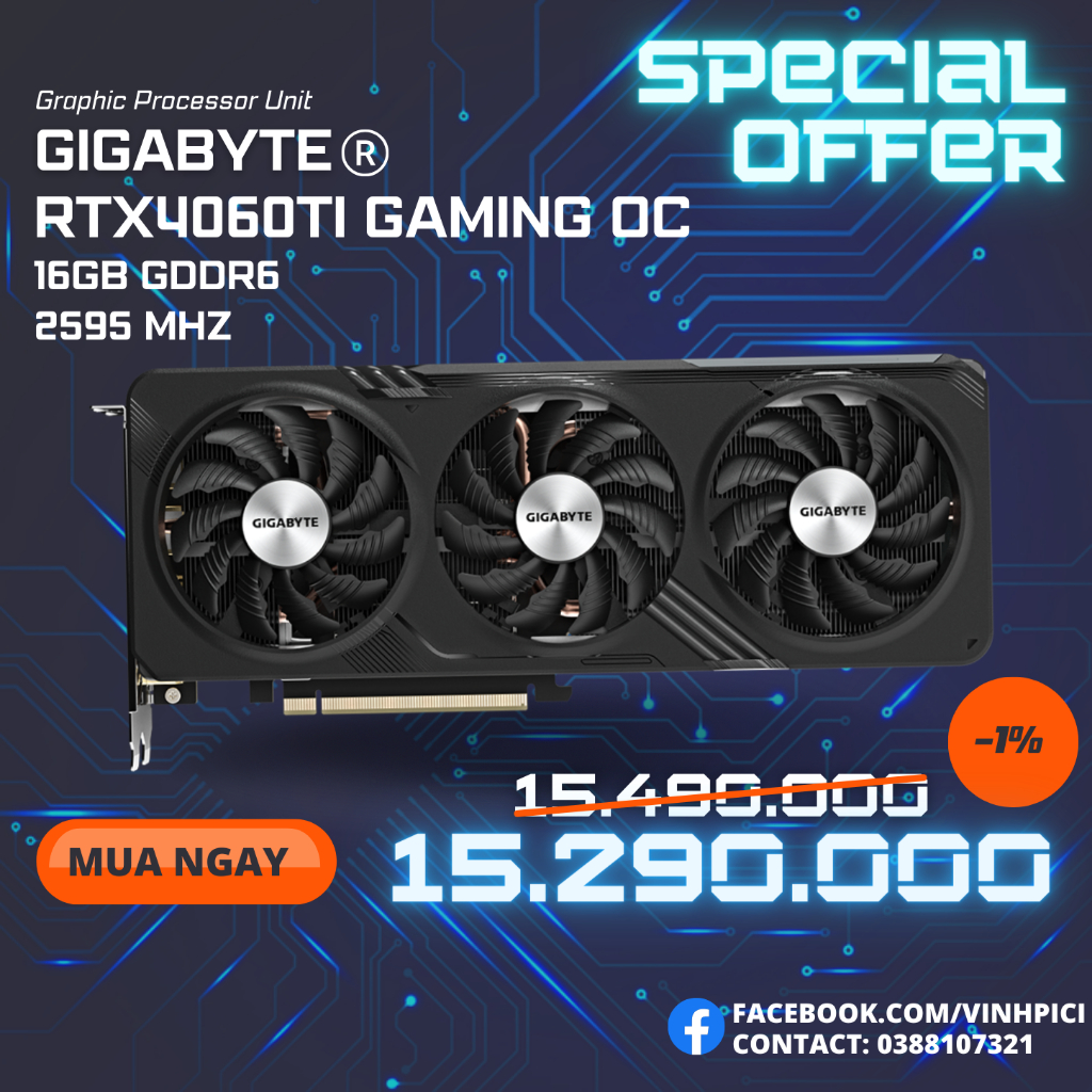 Card màn hình GIGABYTE GeForce RTX 4060Ti GAMING OC 16G [NEW] | Shopee Việt Nam