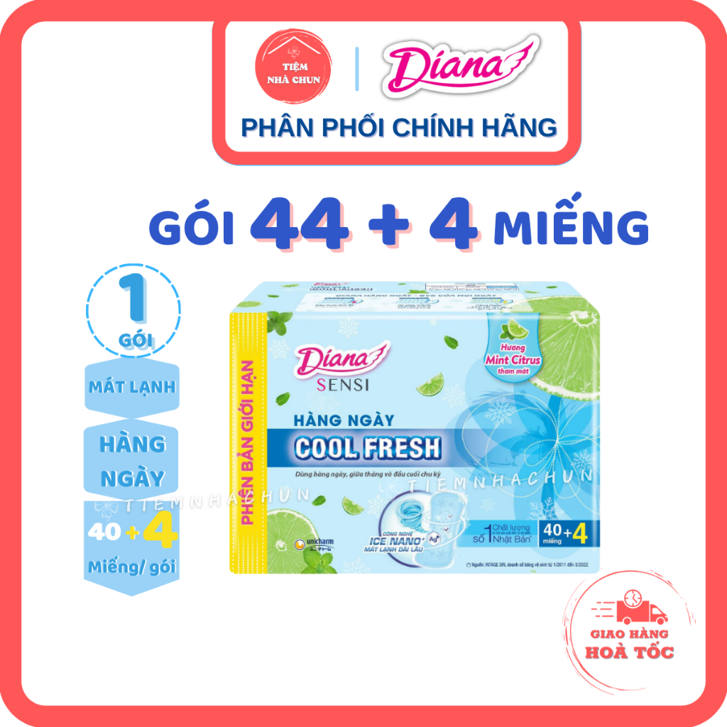 [CHE TÊN SP] [BVS DIANA HN COOL FRESH] Gói 40 Miếng Băng Vệ Sinh Diana ...