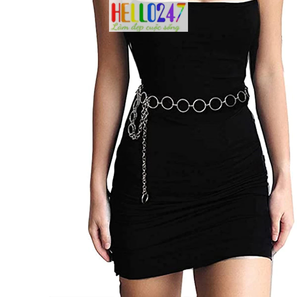 Thắt lưng xích khoen tròn sành điệu HELLO247 Đai váy thắt eo kim loại ...