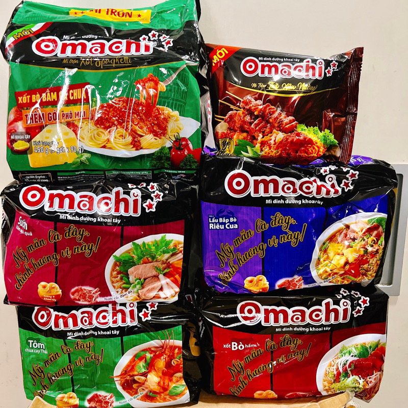 Set 5 Gói Mì Tôm Omachi Bò Hầm, Sườn, Trộn Spaghetti Các Vị | Shopee ...