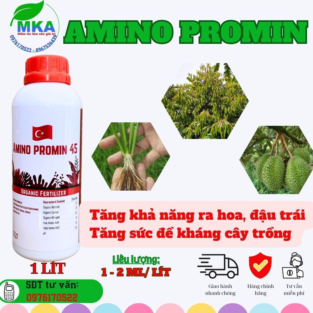 Amino promin 45%, phân bón lá amino promin dưỡng rễ, phát triển cơi đọt ...