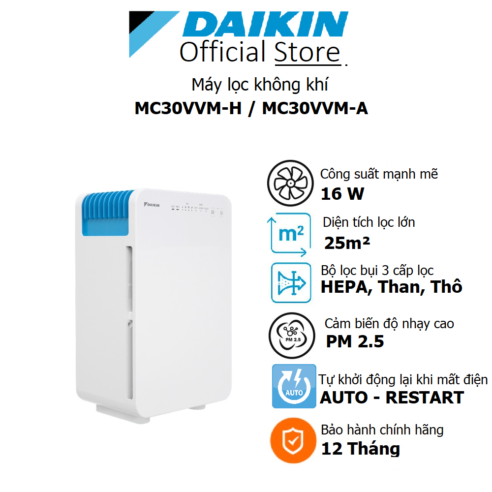 Máy lọc không khí Daikin MC30VVM-H/A diện tích lọc lớn 25 m2 Hệ thống 3 ...